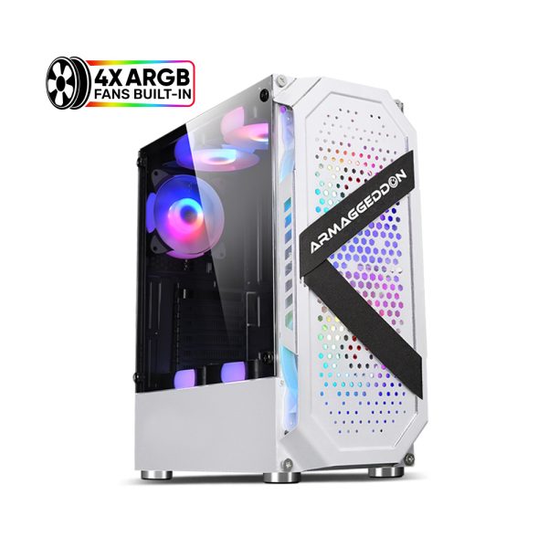 ARMAGGEDDON GAMING PC CASE WITH 4 ARGB FANS TRITRON PRO 200 WHITE ...